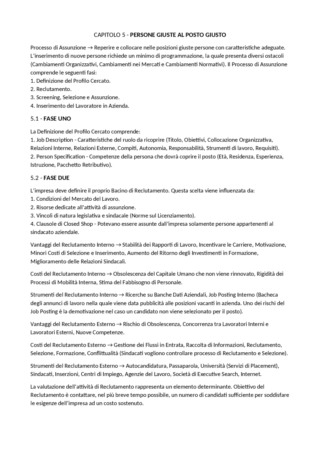 Capitolo 5 Del Libro Gestione Delle Risorse Umane Docsity