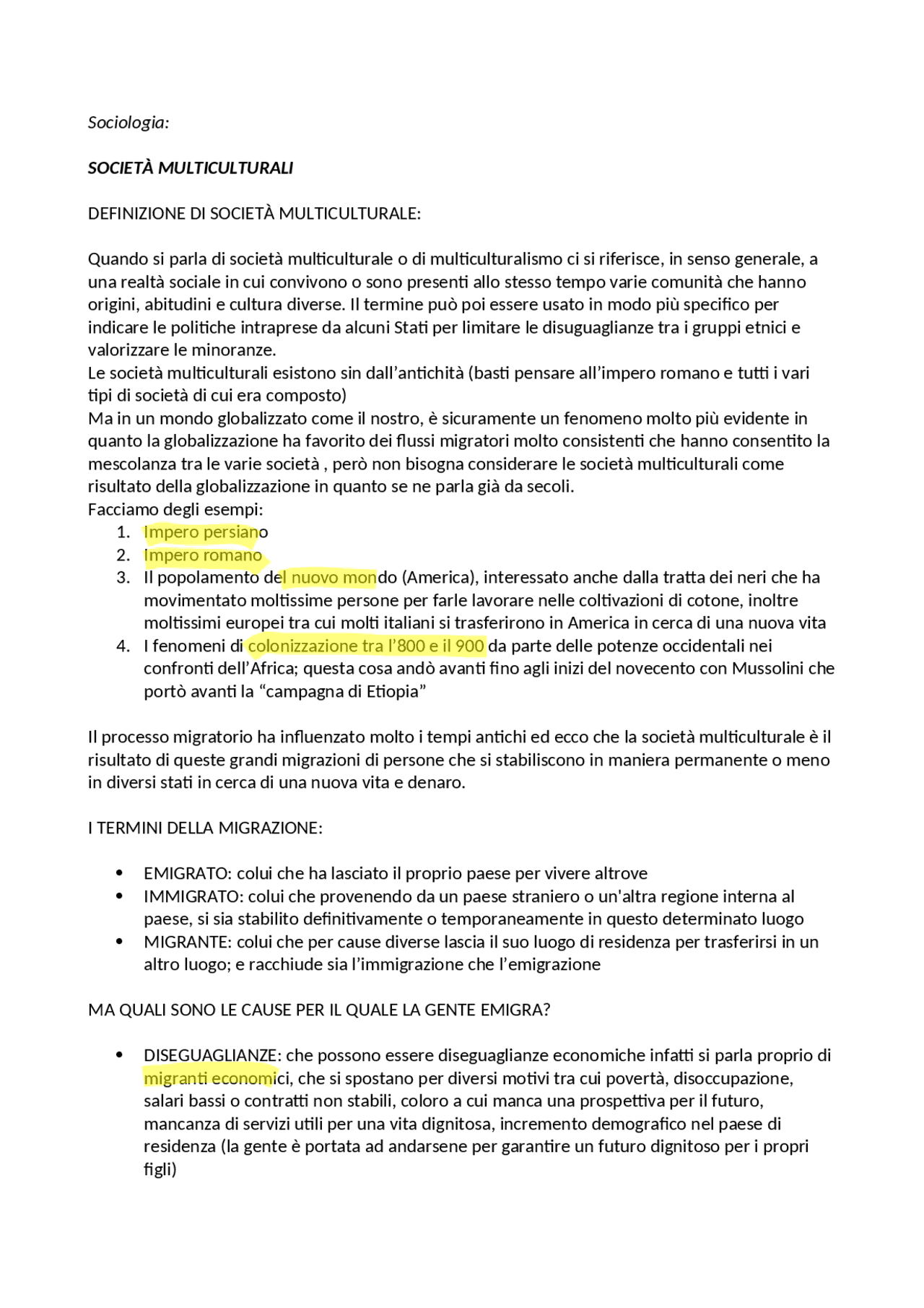 SocietÀ Multiculturali Docsity
