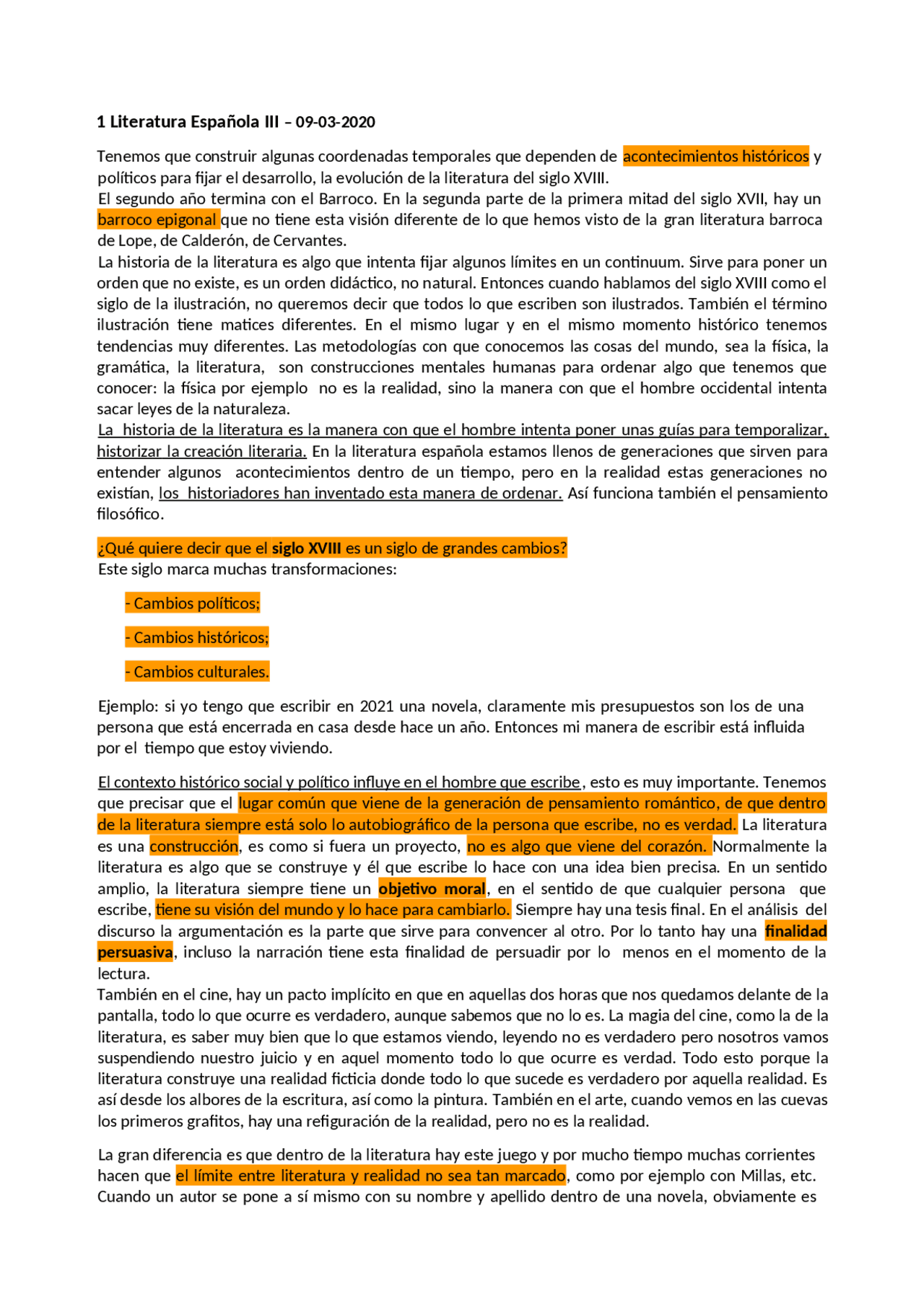 Appunti Letteratura Spagnola Iii Docsity