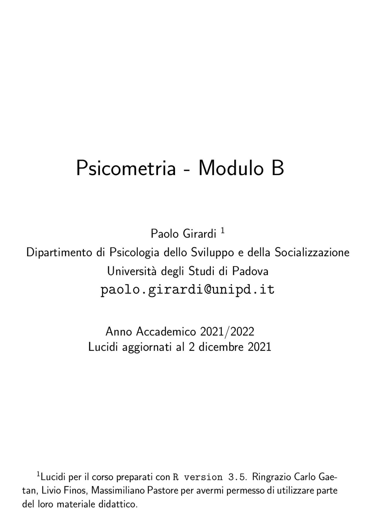 Psicometria Modulo B Padova Docsity