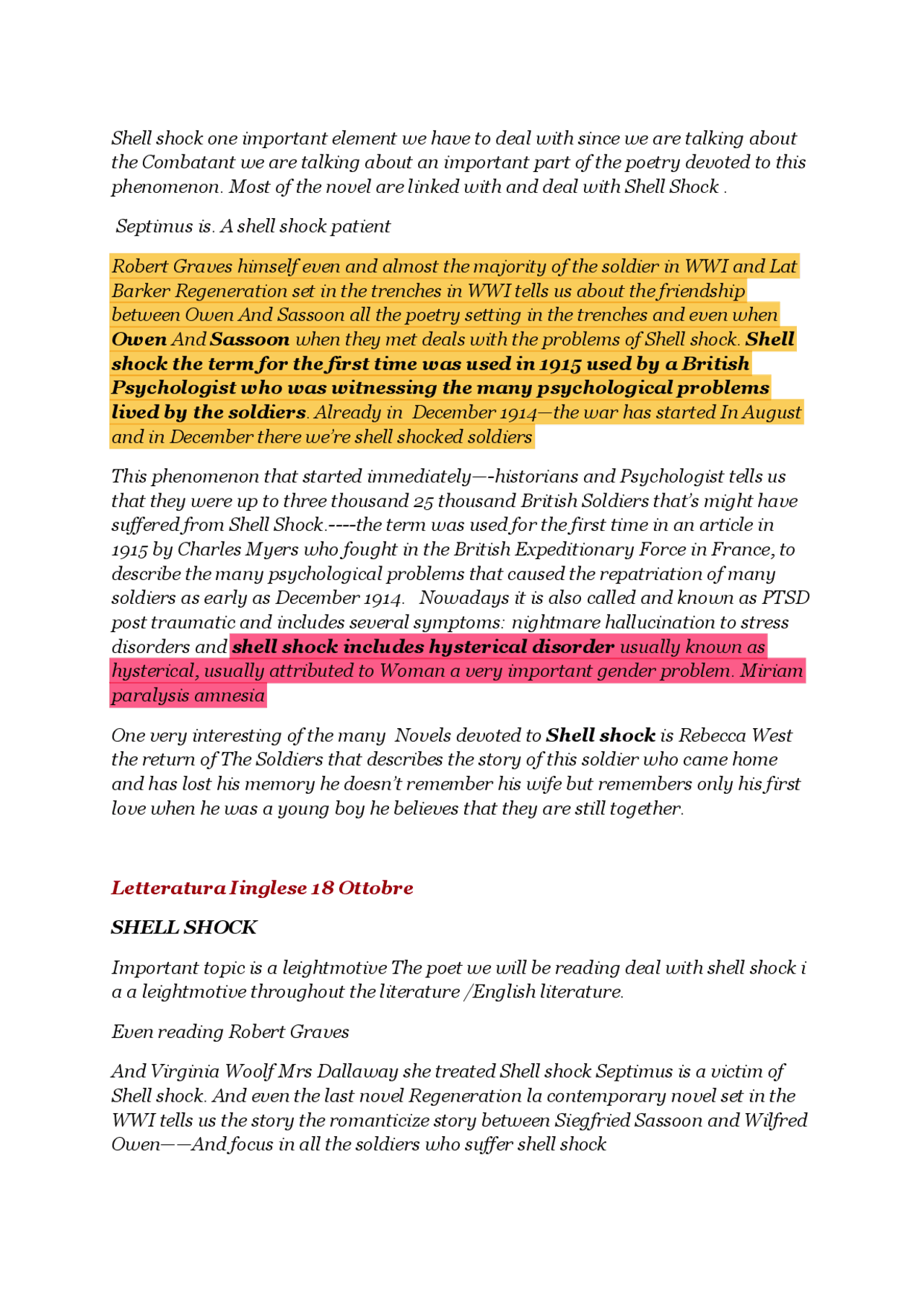 Description of shell shock - Docsity