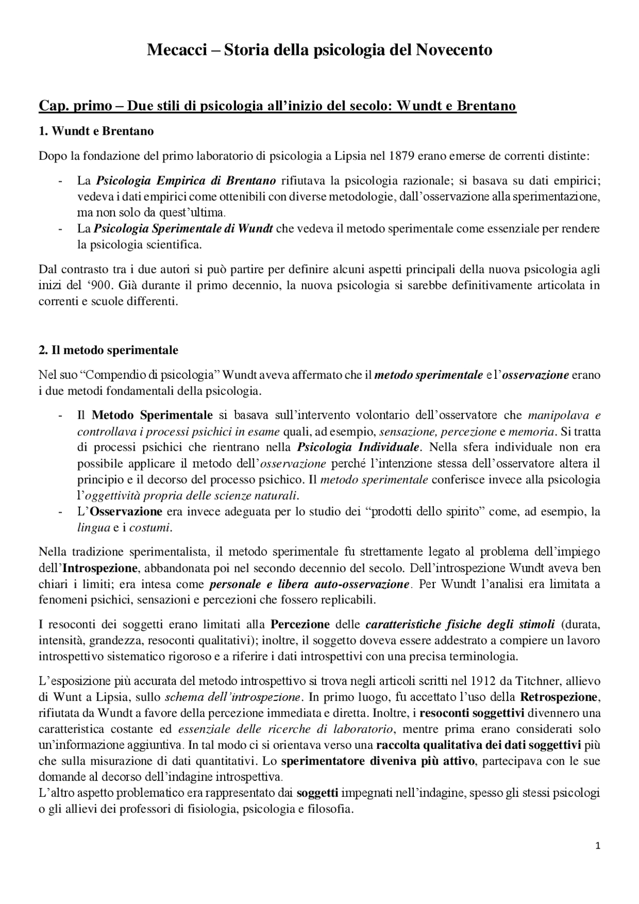 Storia della psicologia del 900 - Docsity