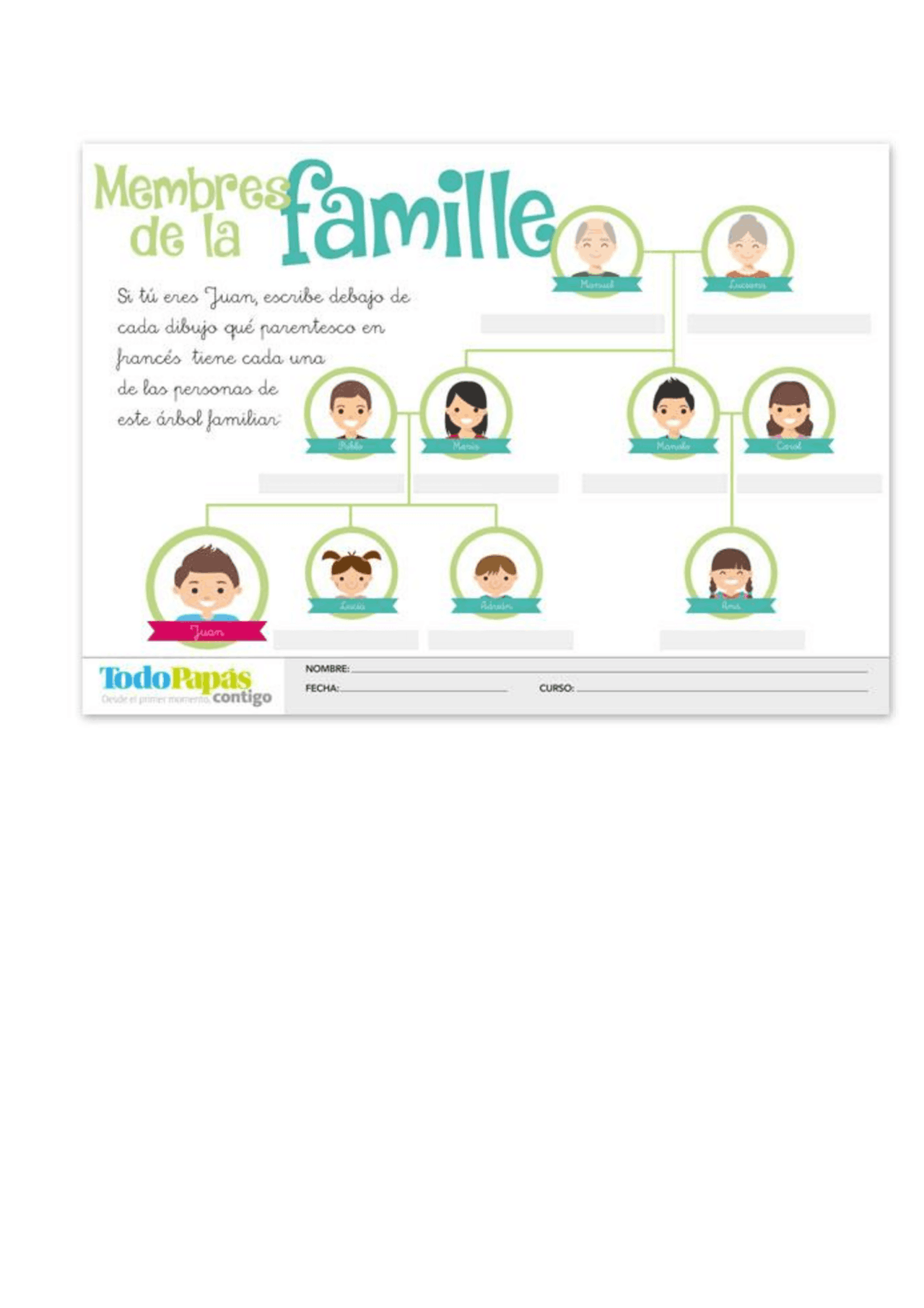 La familia en frances, rutinas diarias... | Ejercicios de Francés - Docsity