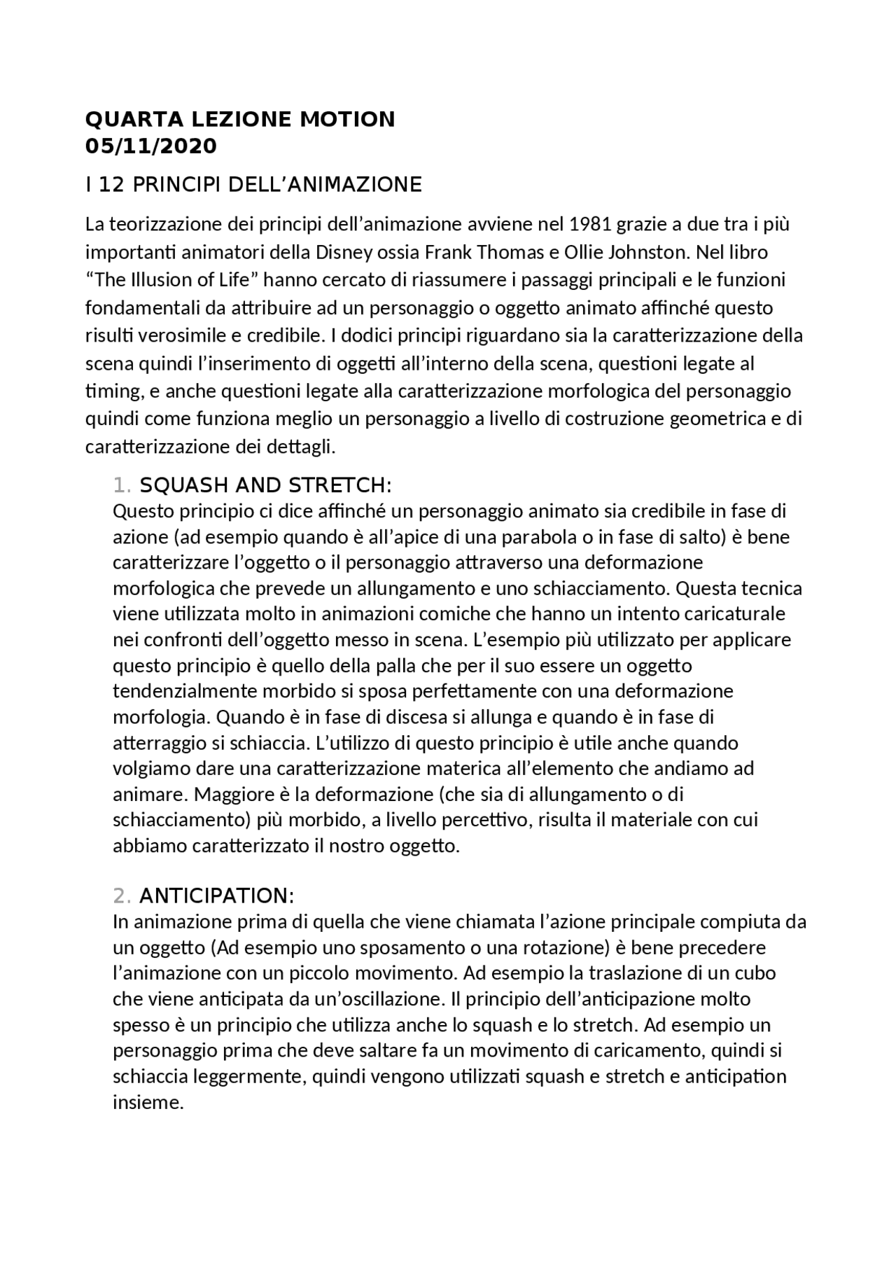 Motion design: i dodici principi dell'animazione - Docsity