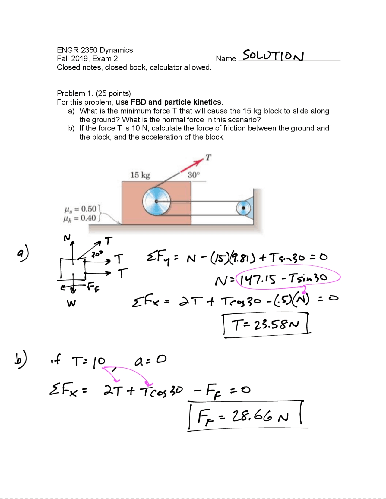 This The The Solution For An Exam In The Dynamics Course Docsity