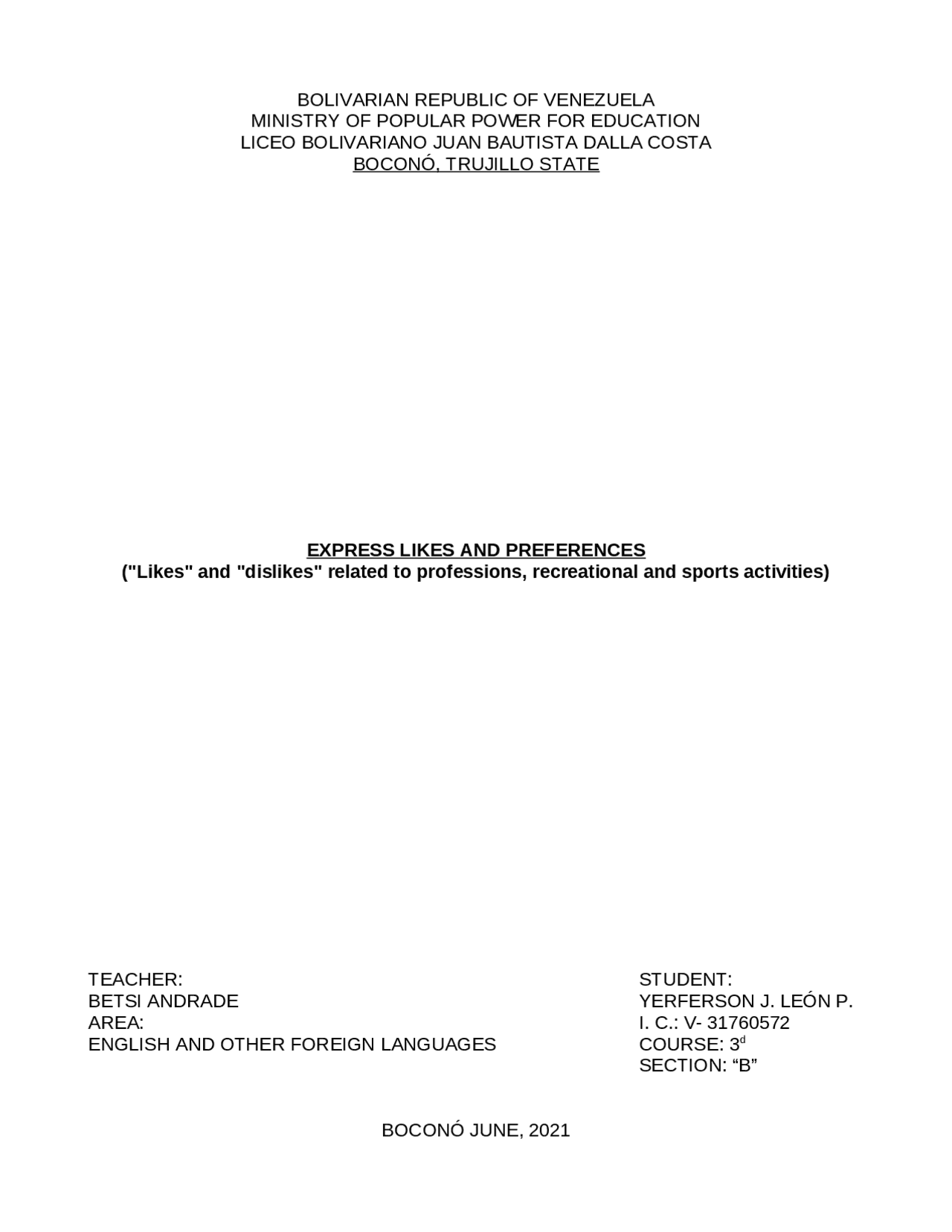 Expresar Gustos y Preferencias - Docsity