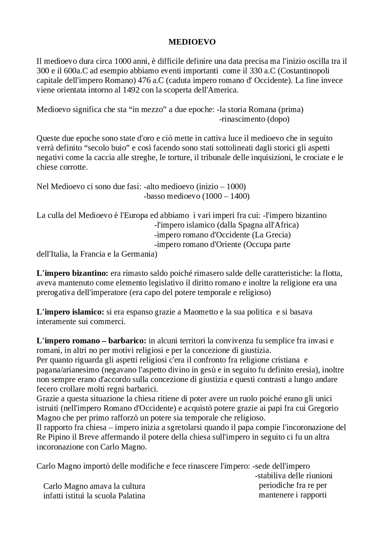 Medioevo E Rinascimento Docsity