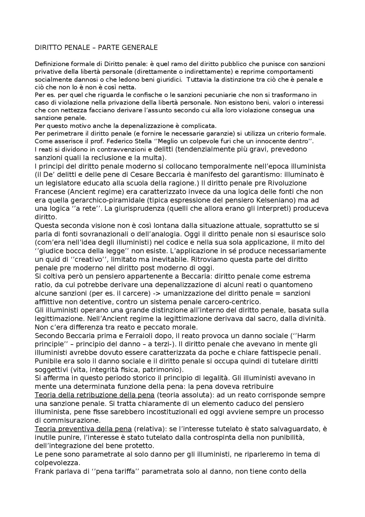 Sintesi Diritto Penale Docsity