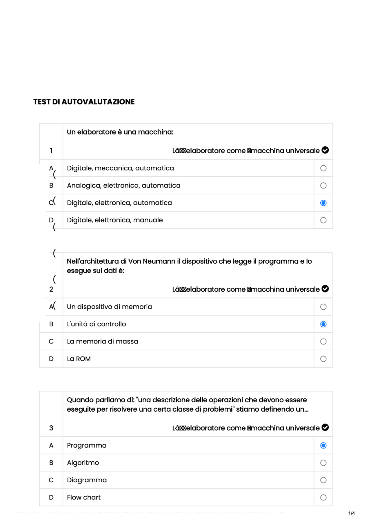 Programmazione Risposte Test Corrette Docsity
