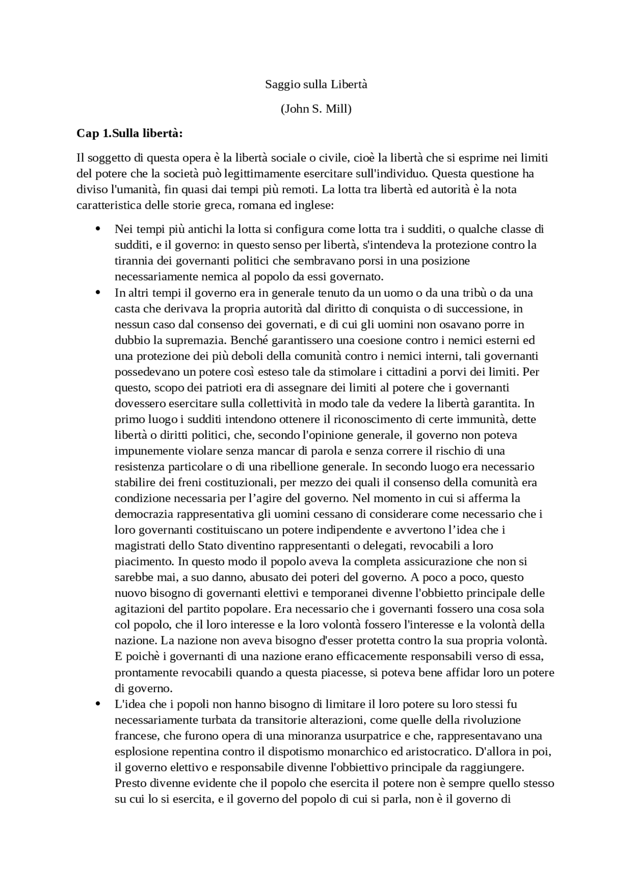 Riassunto completo: 'Saggio sulla libertà - John Stuart Mill' | Appunti ...