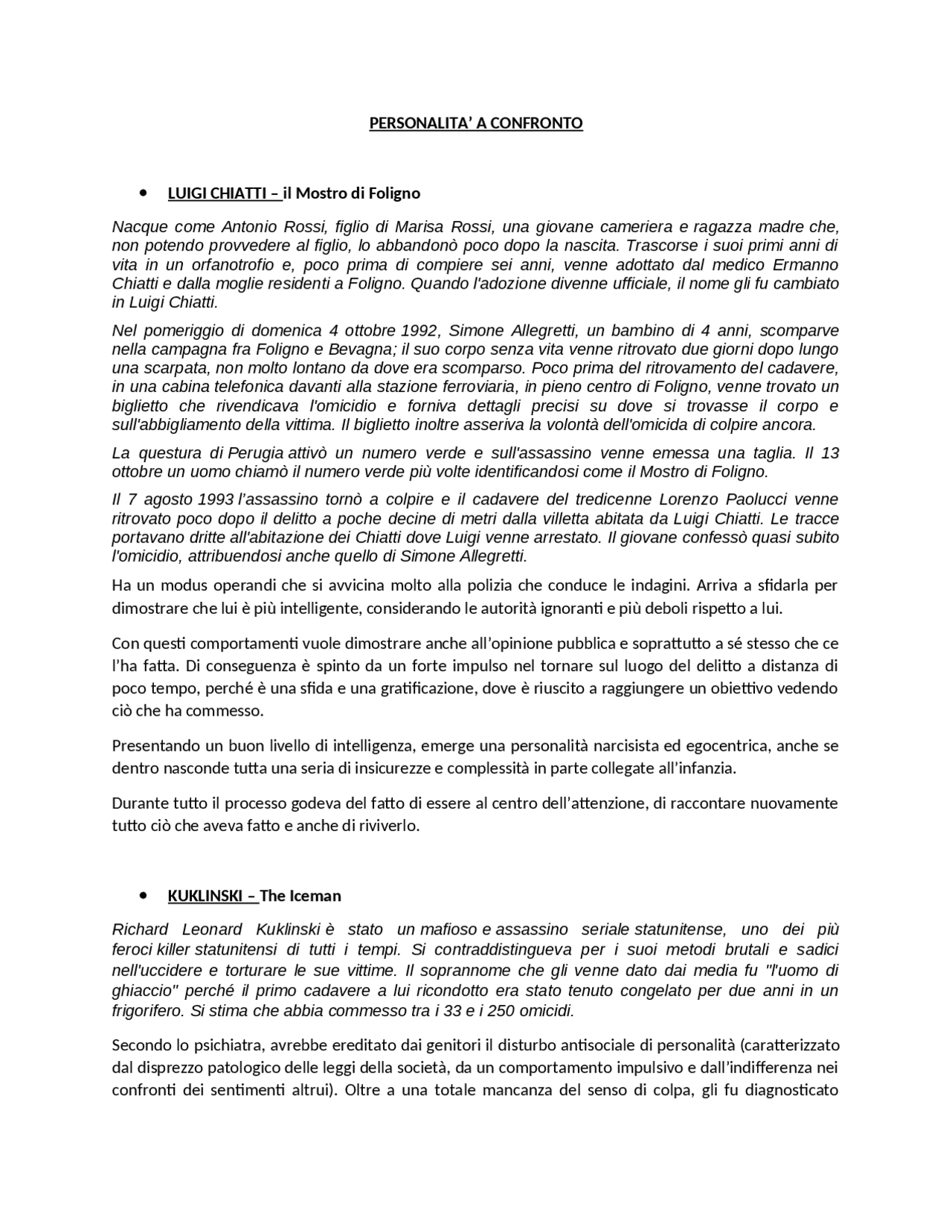 Personalità A Confronto Docsity