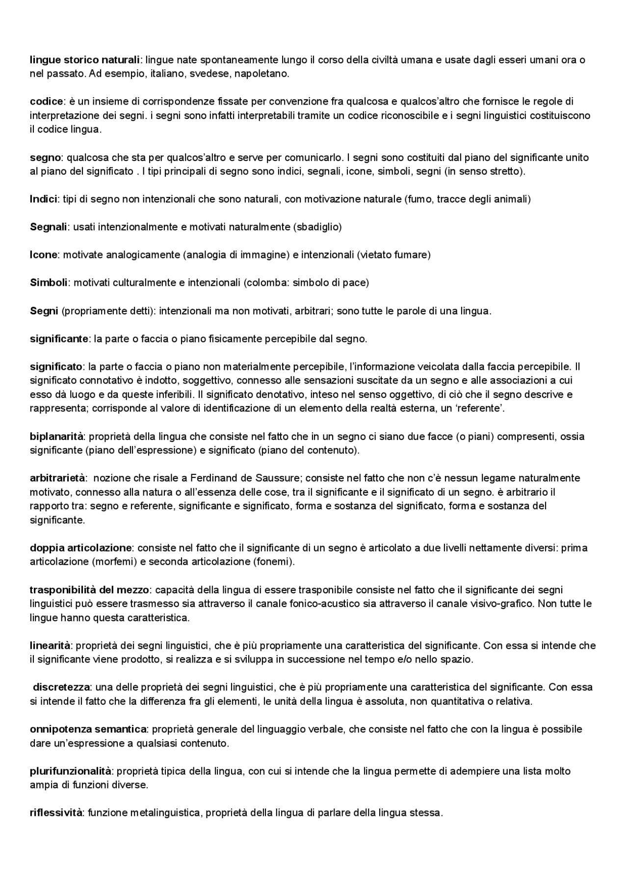 Definizioni Essenziali Di Linguistica Generale Docsity