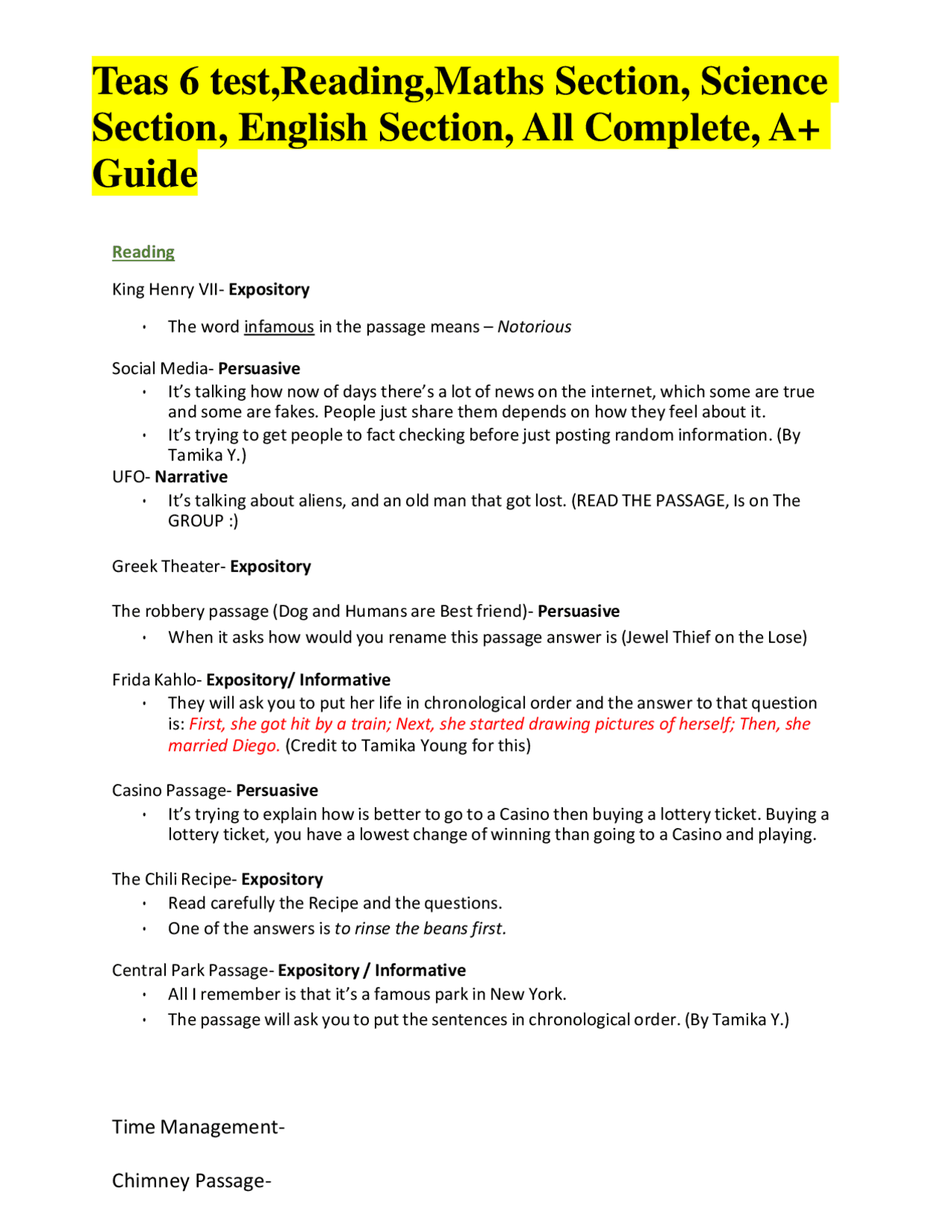 Teas 6 test,Reading,Maths Section, Science Section, English Section ...