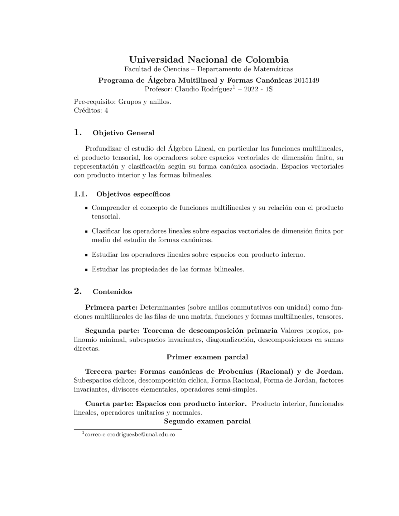Programa de multilineal (algebra) - Docsity