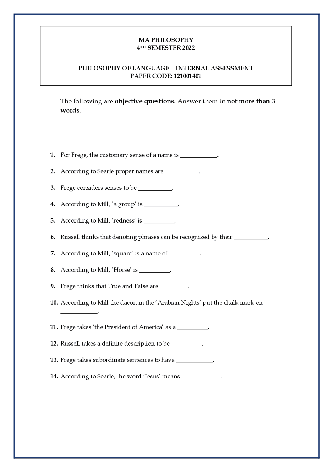 Internal Assessment Phil Of Language Docsity