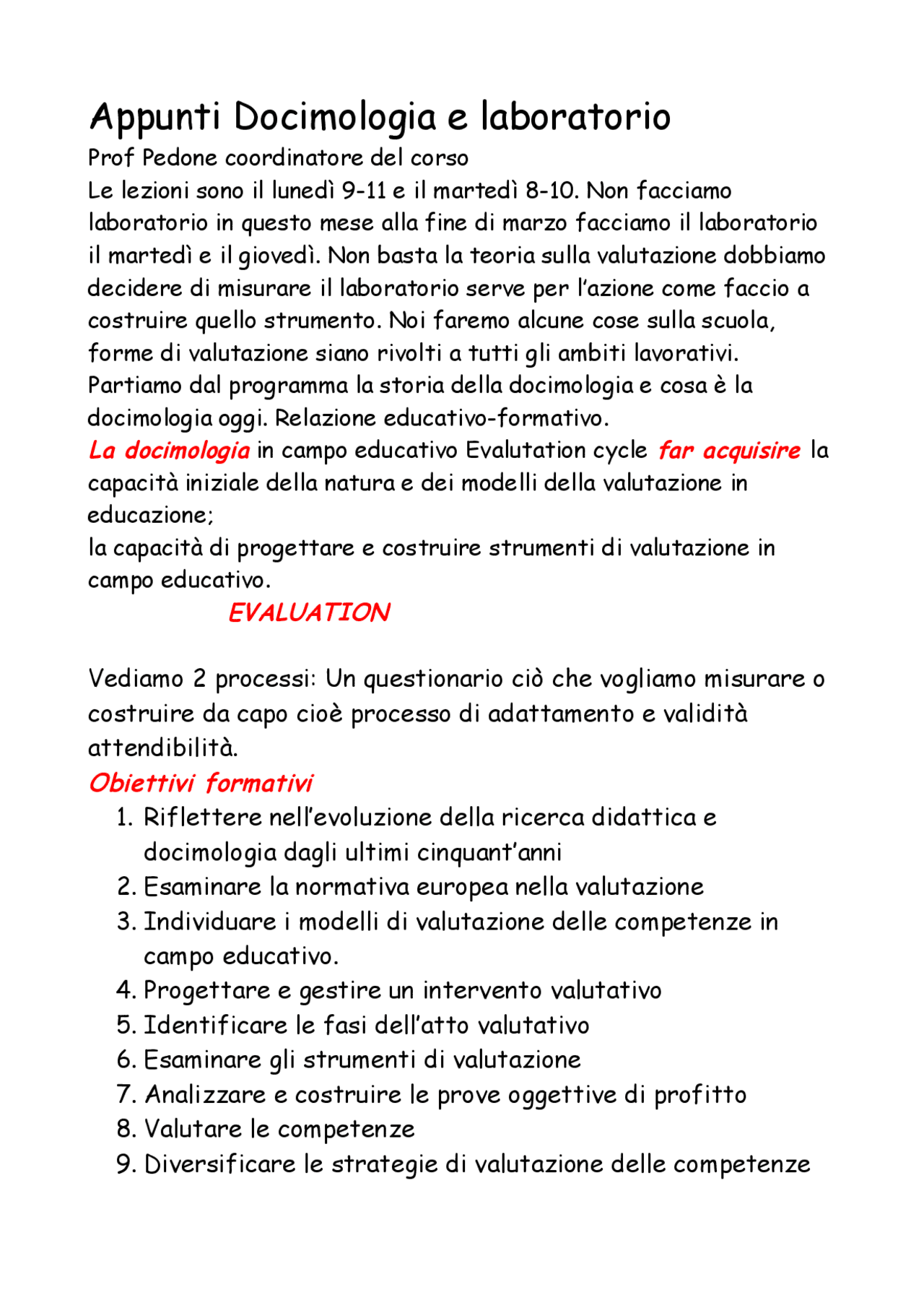 Docimologia Appunti Lezioni Docsity