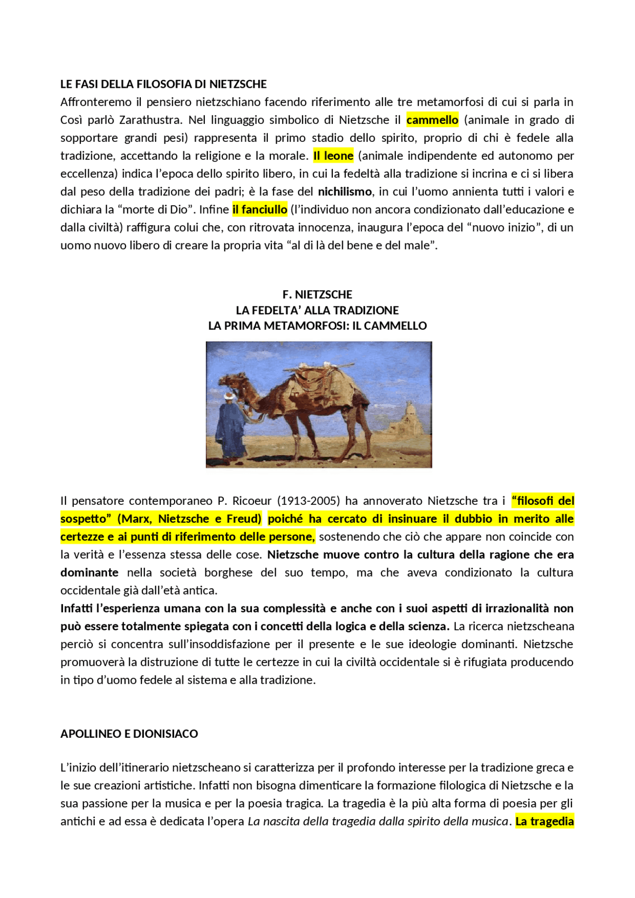 Nietzsche, la vita, riassunto - Docsity