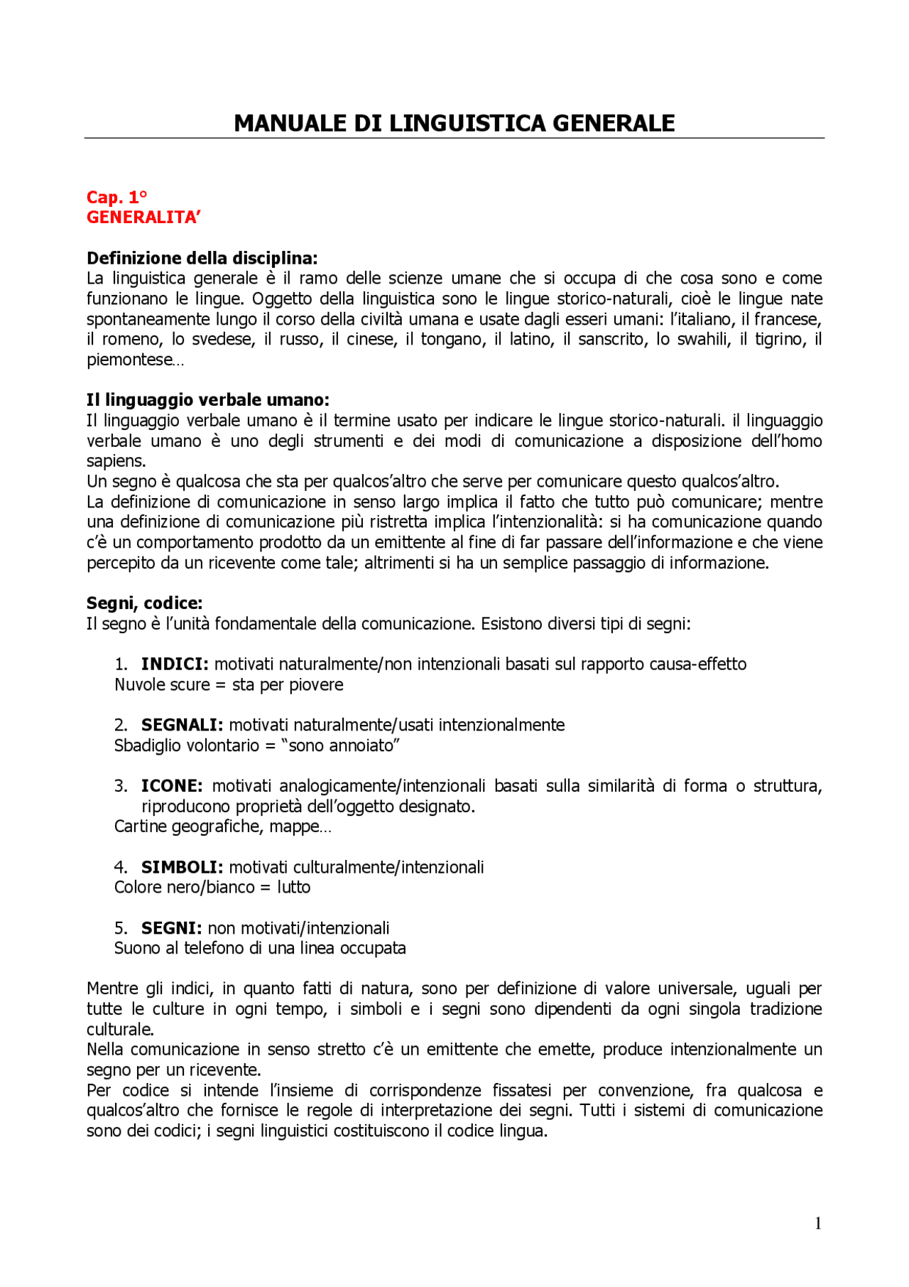 Manuale Di Linguistica Generale Docsity