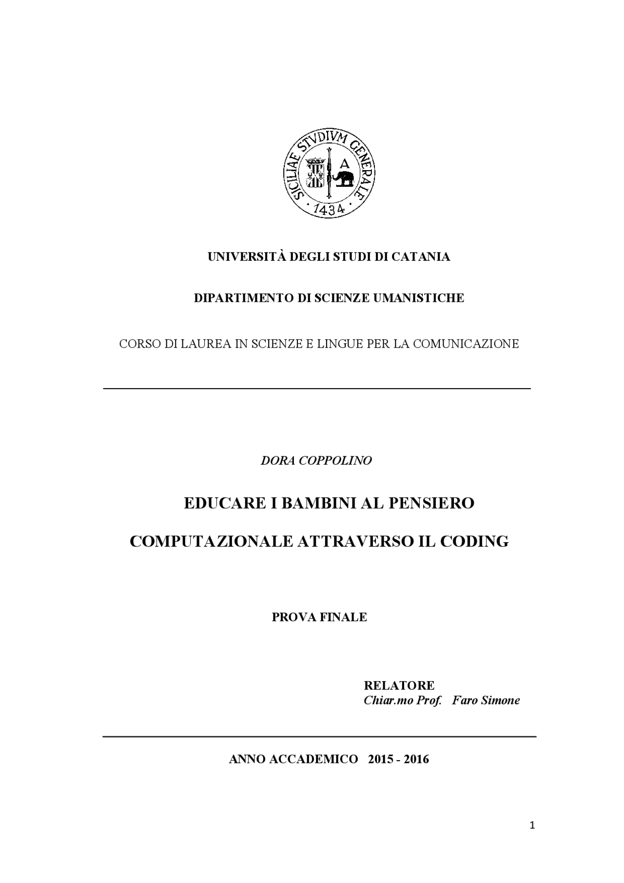 Educare I Bambini Al Pensiero Computazionale Attraverso Il Coding Docsity