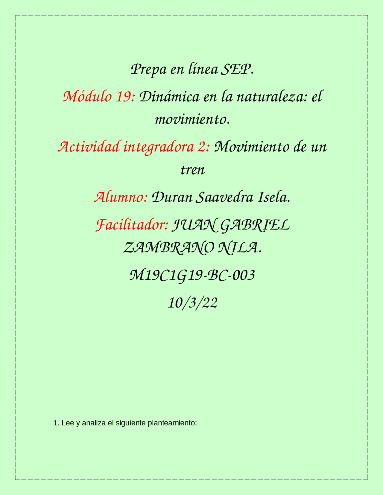 Modulo 19 semana 1 actividad 2 | Ejercicios de Física - Docsity