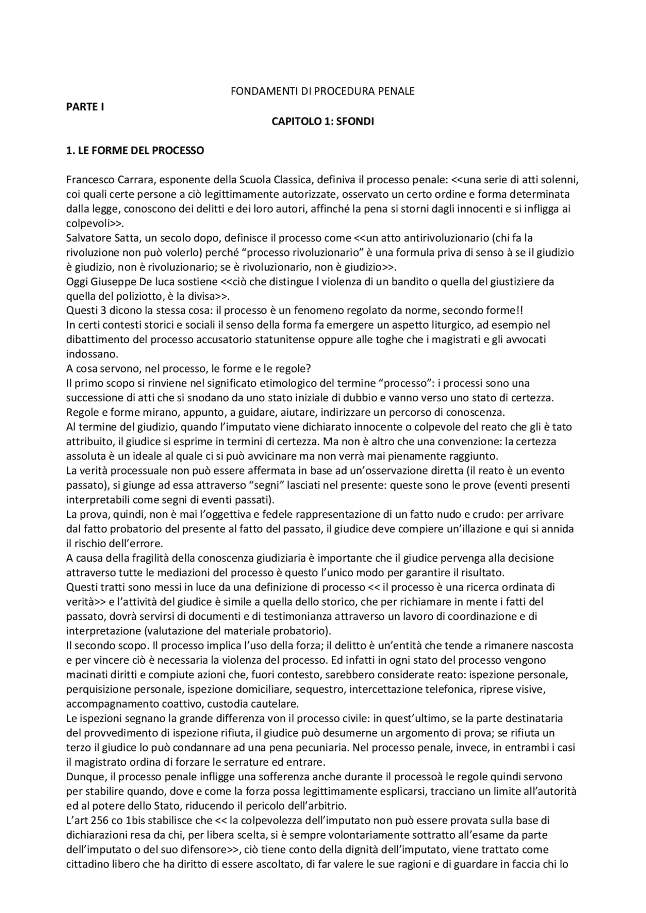 Fondamenti Di Procedura Penale Riassunto Docsity