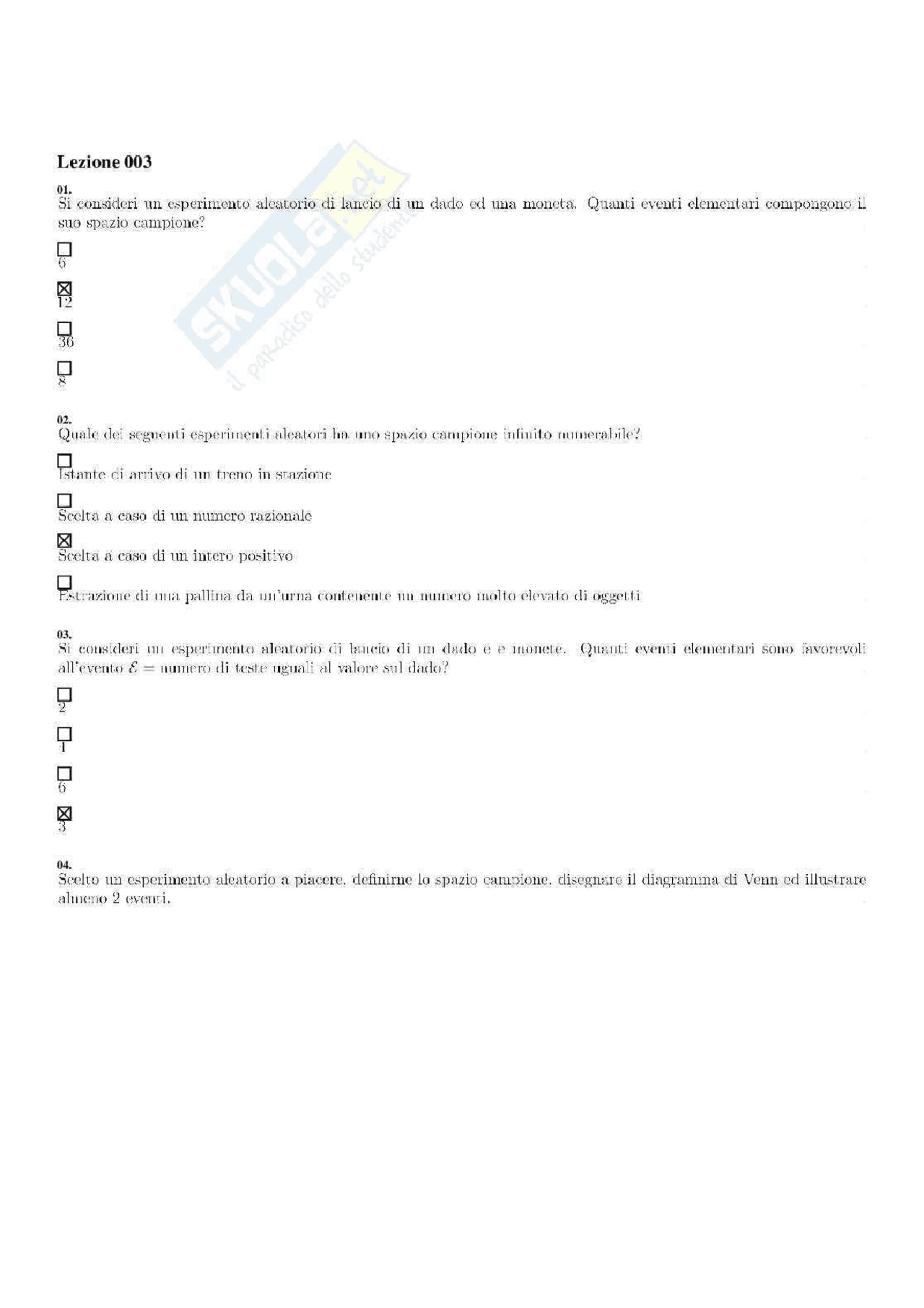 Paniere Svolto Segnali E Sistemi Parte 2 Docsity