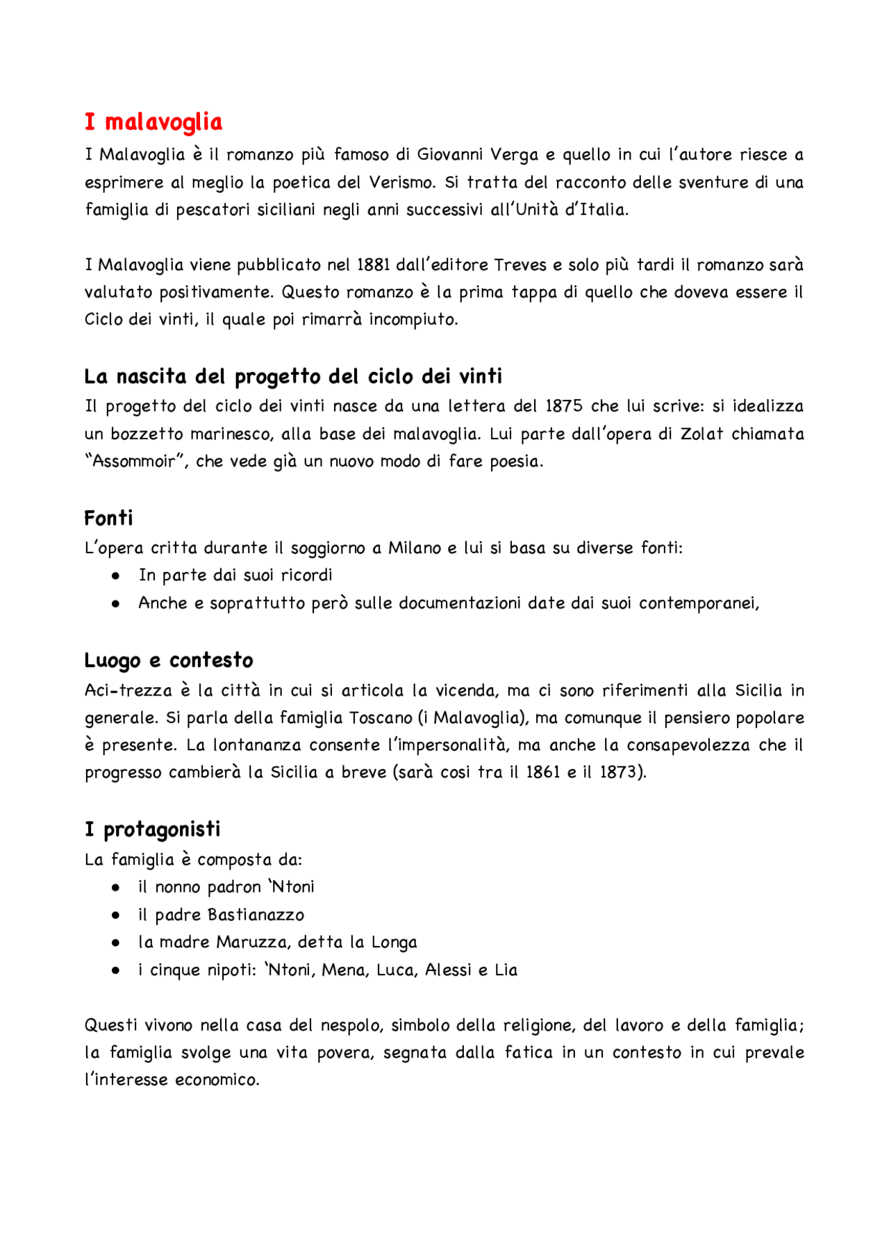 Appunti Completi Il Ciclo Dei Vinti Di Giovanni Verga Docsity