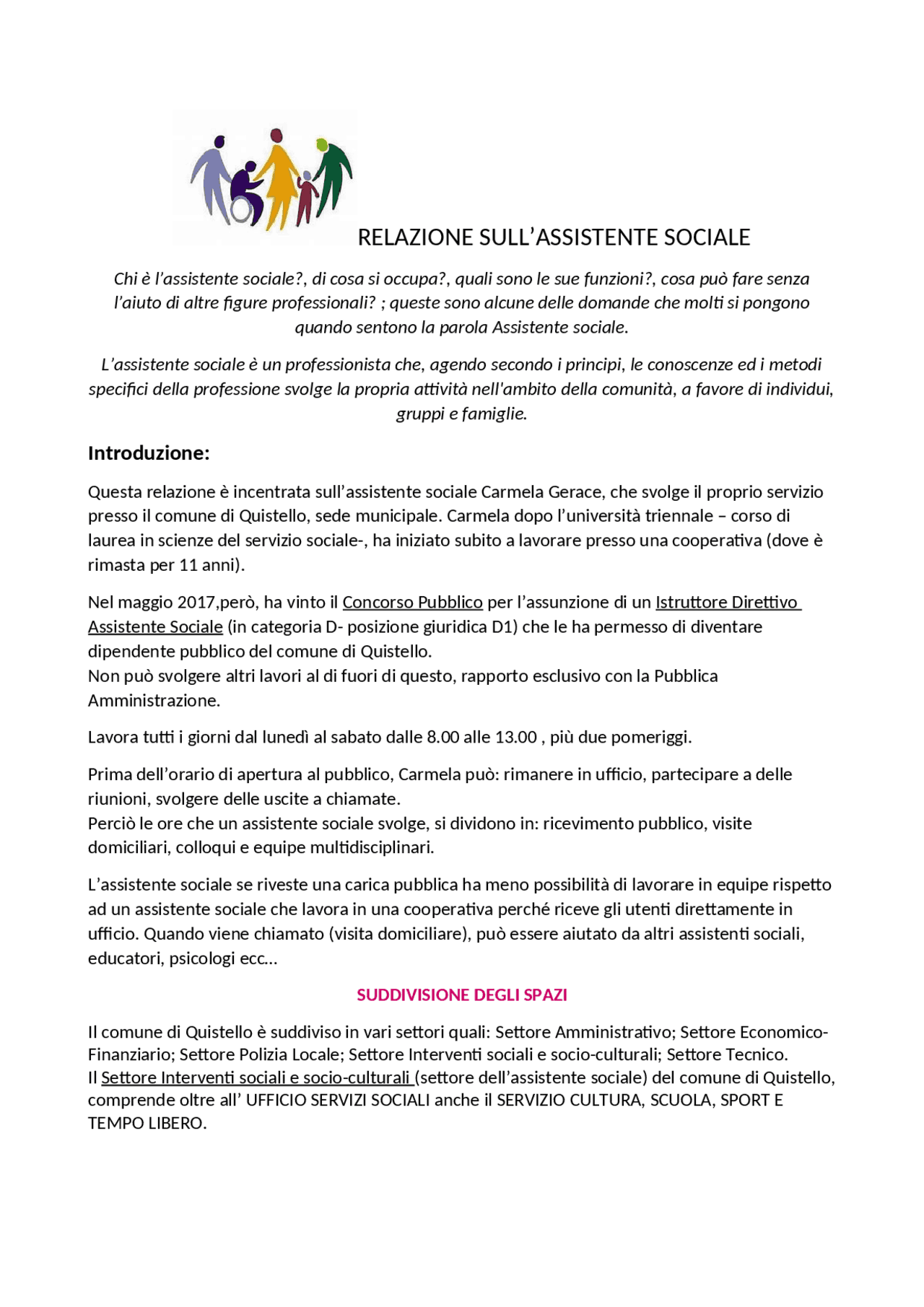 Relazione Assistente Sociale Prove Desame Di Metodologia Del Gioco