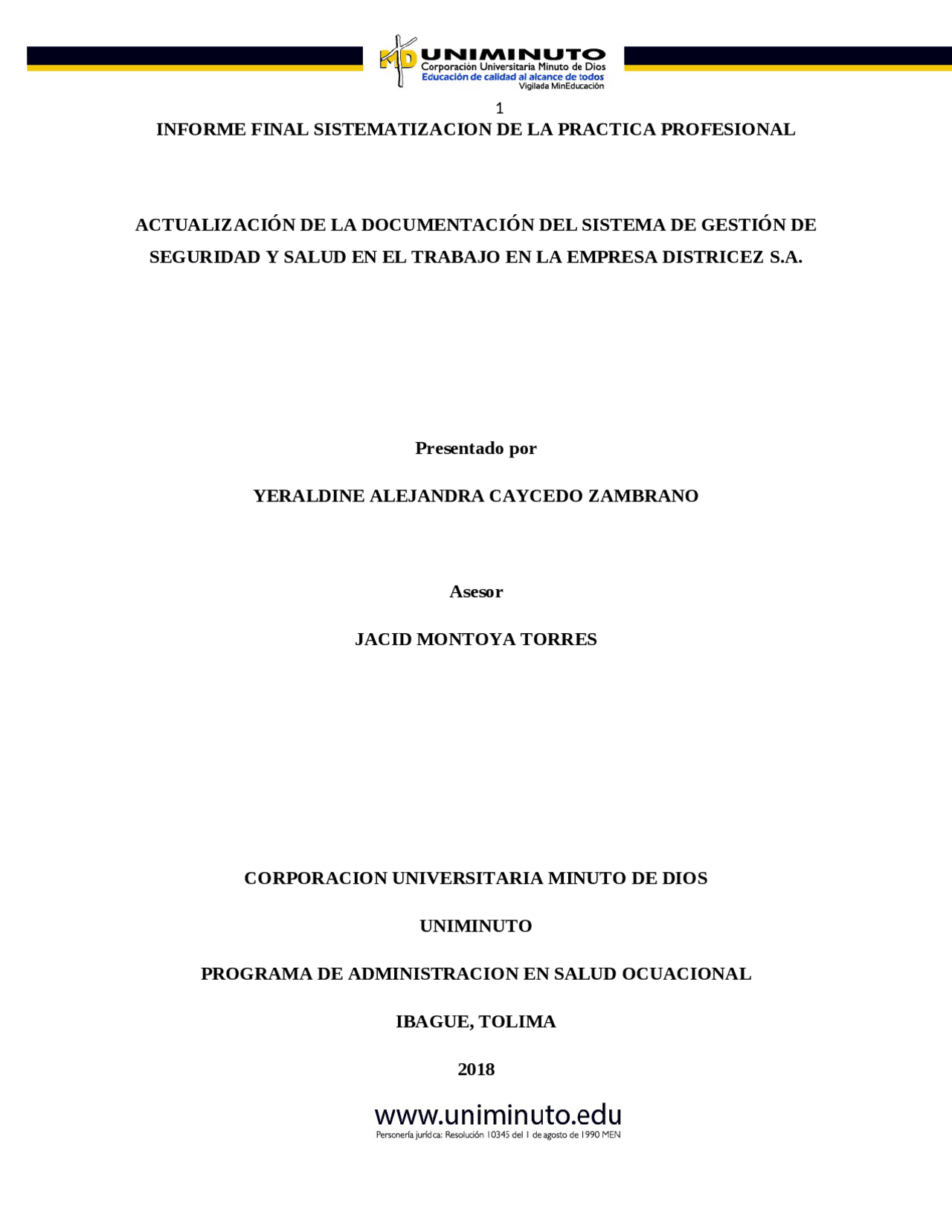 Formato presentacion de informe - Docsity