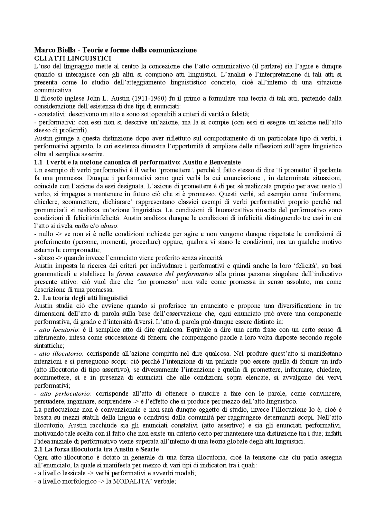 Teorie E Forme Della Comunicazione Marco Biella Docsity