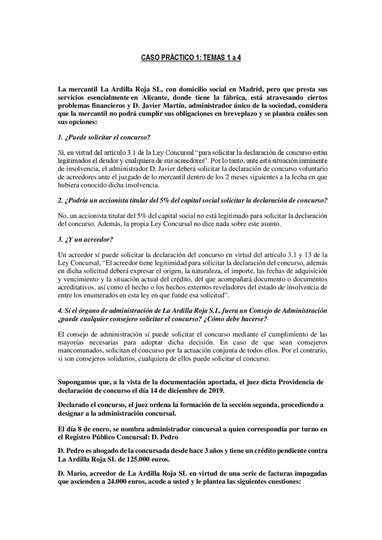 Tema 1 Derecho Concursal Docsity