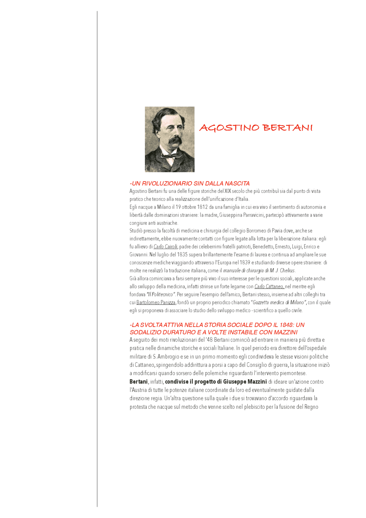 Agostino Bertani Riassunto Docsity