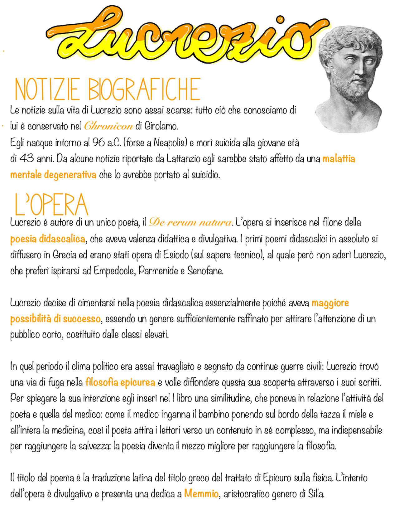 Vita e Opere di Lucrezio - Docsity