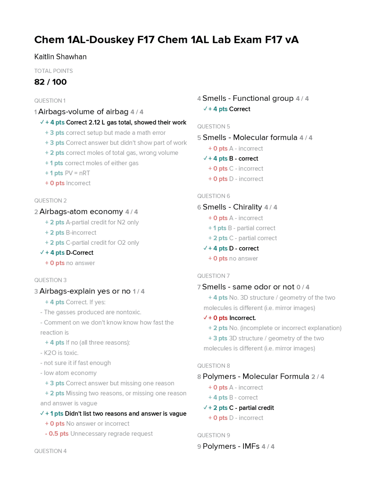 Chemistry lab study guide and info - Docsity