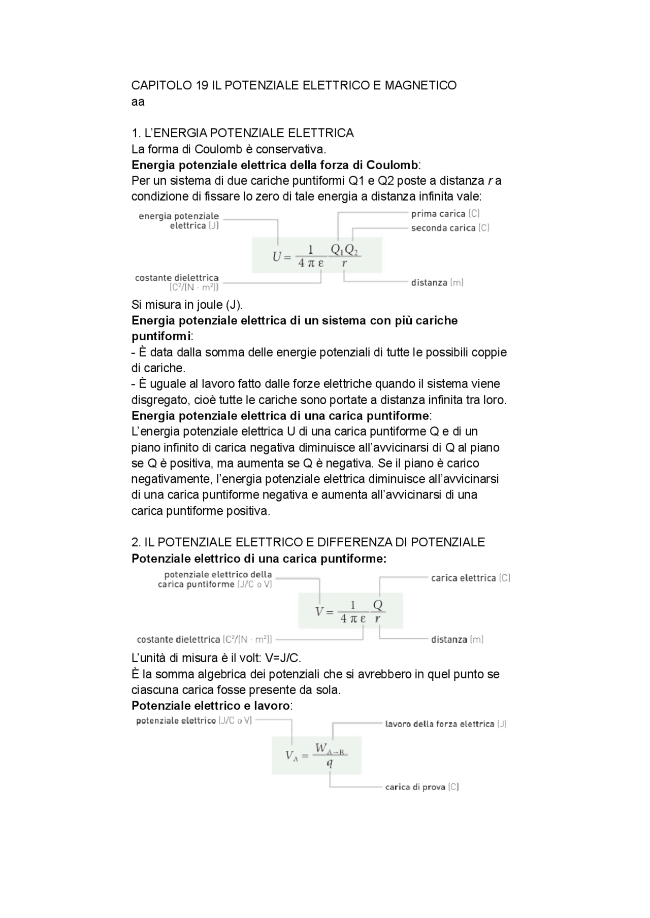 POTENZIALE ELETTRICO E MAGNETICO FENOMENI DI ELETTROSTATICA - Docsity