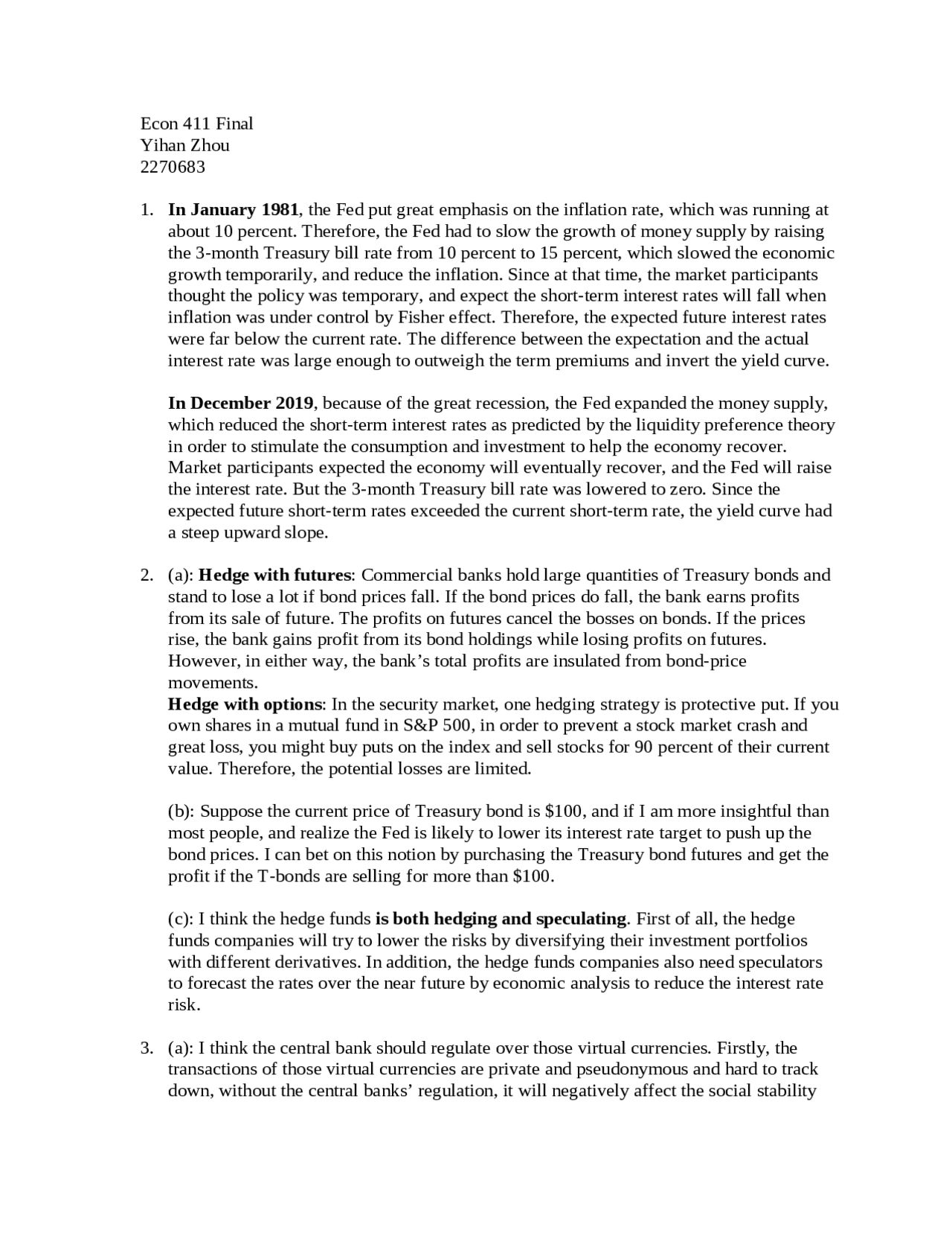 Money And Banking Assignments Docsity