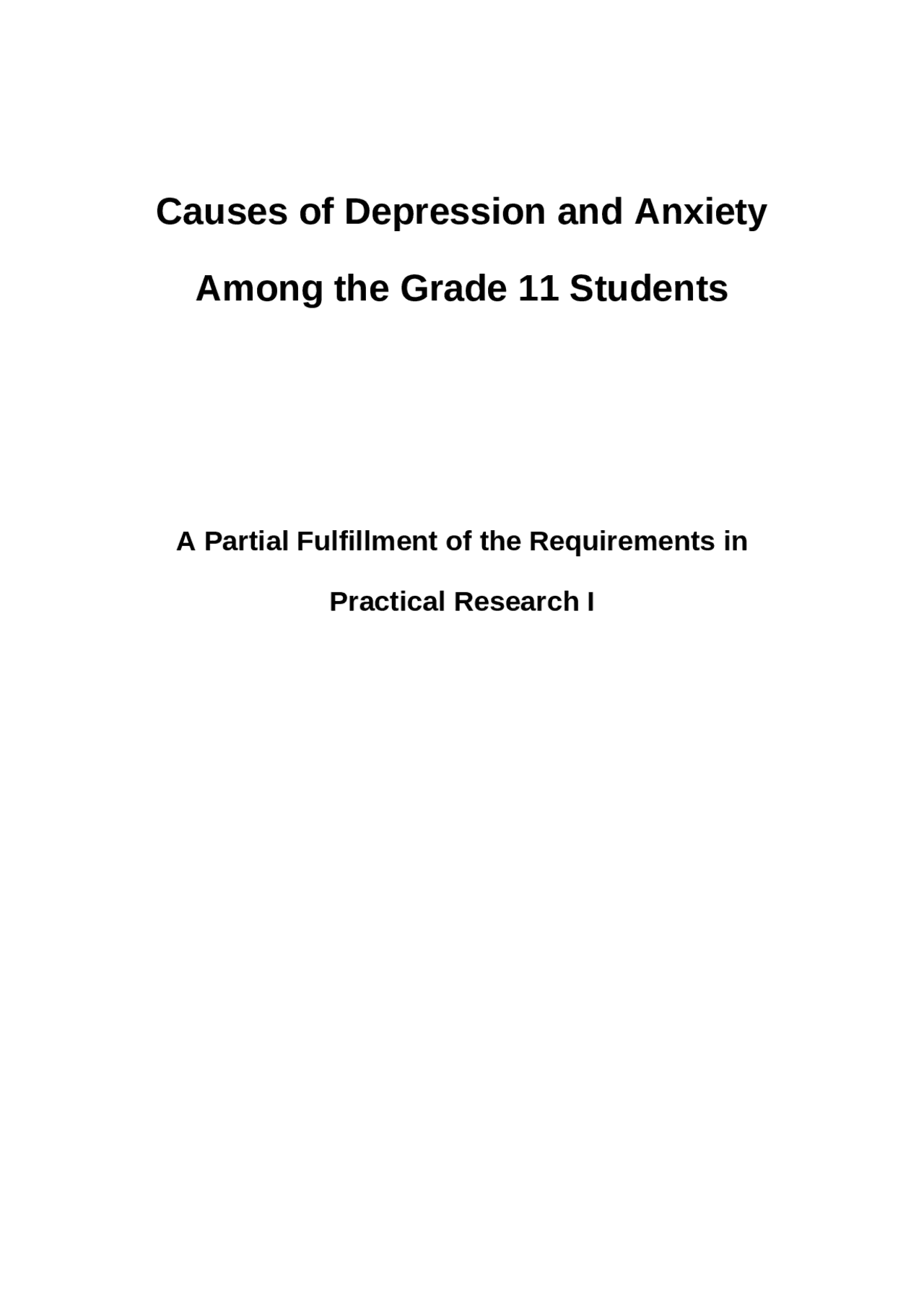 Causes and Effects of Depression to Grade 11 Students | Summaries ...