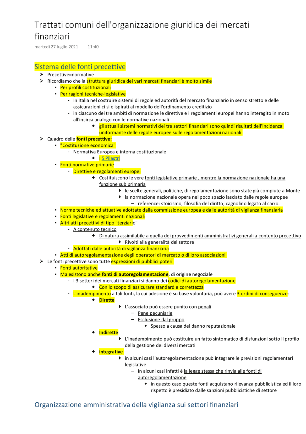 Schema Terzo Capito La Regolazione Pubblica Delle Banche Docsity