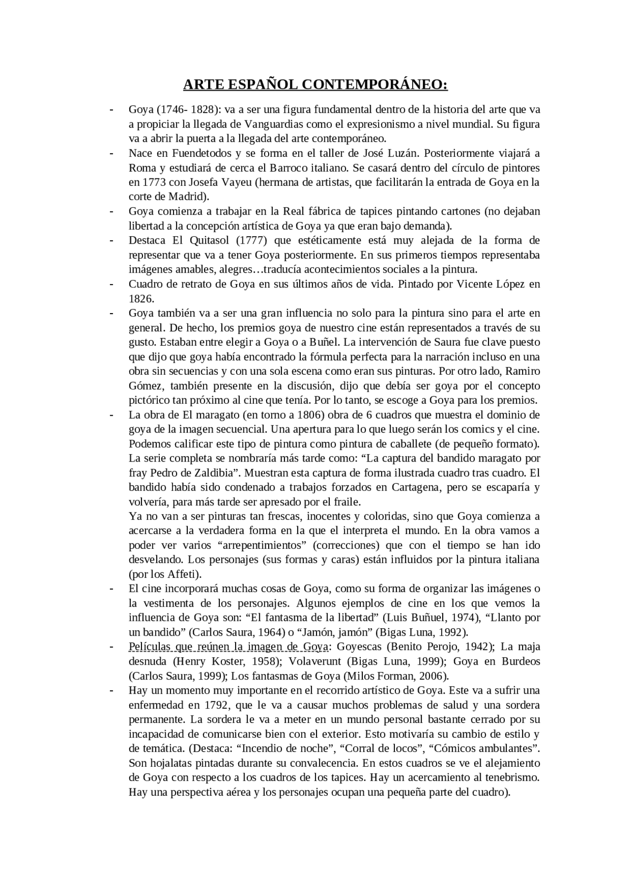 Arte español contemporáneo apuntes - Docsity