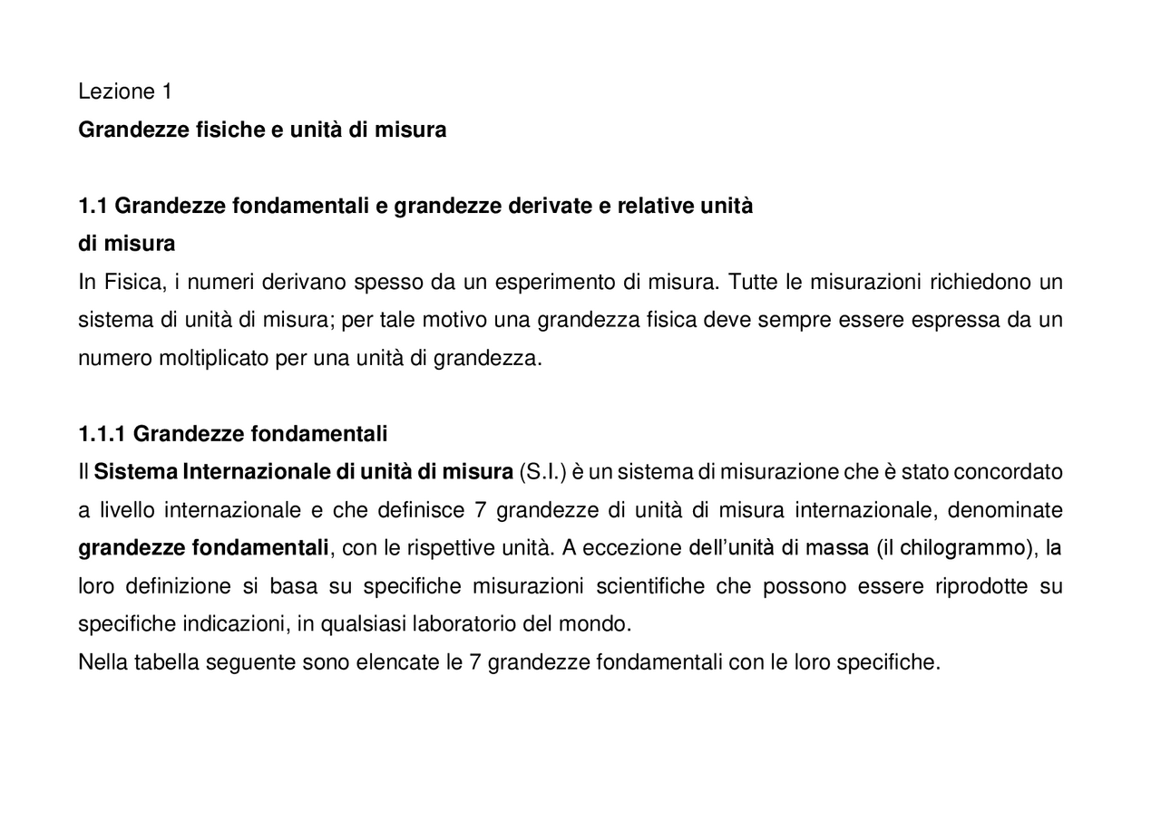 Slides Prime 5 Lezioni Fisica Slide Di Fisica Docsity