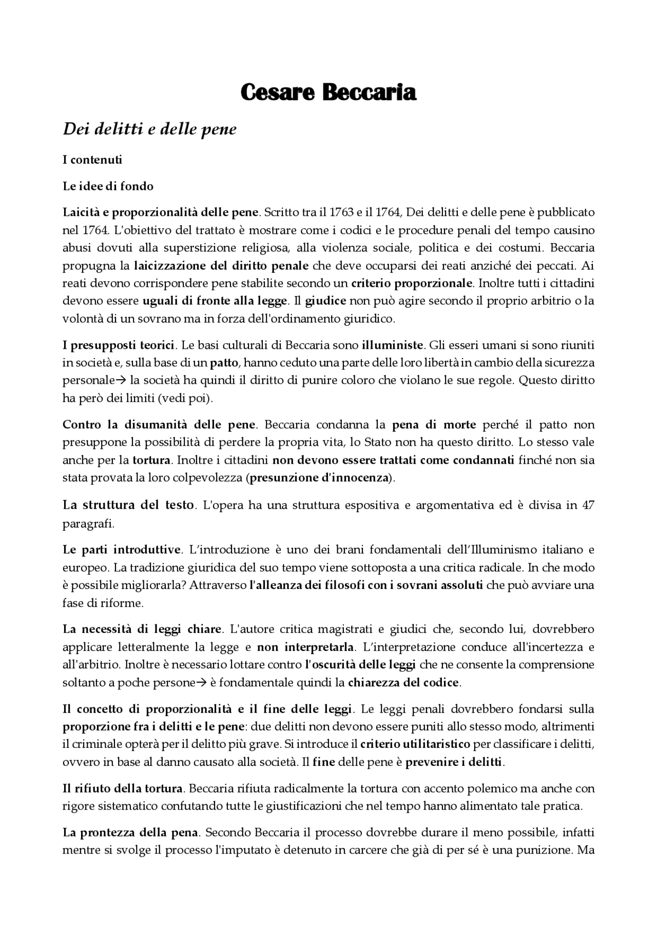 Cesare Beccaria: Dei delitti e delle pene | Schemes and Mind Maps of ...