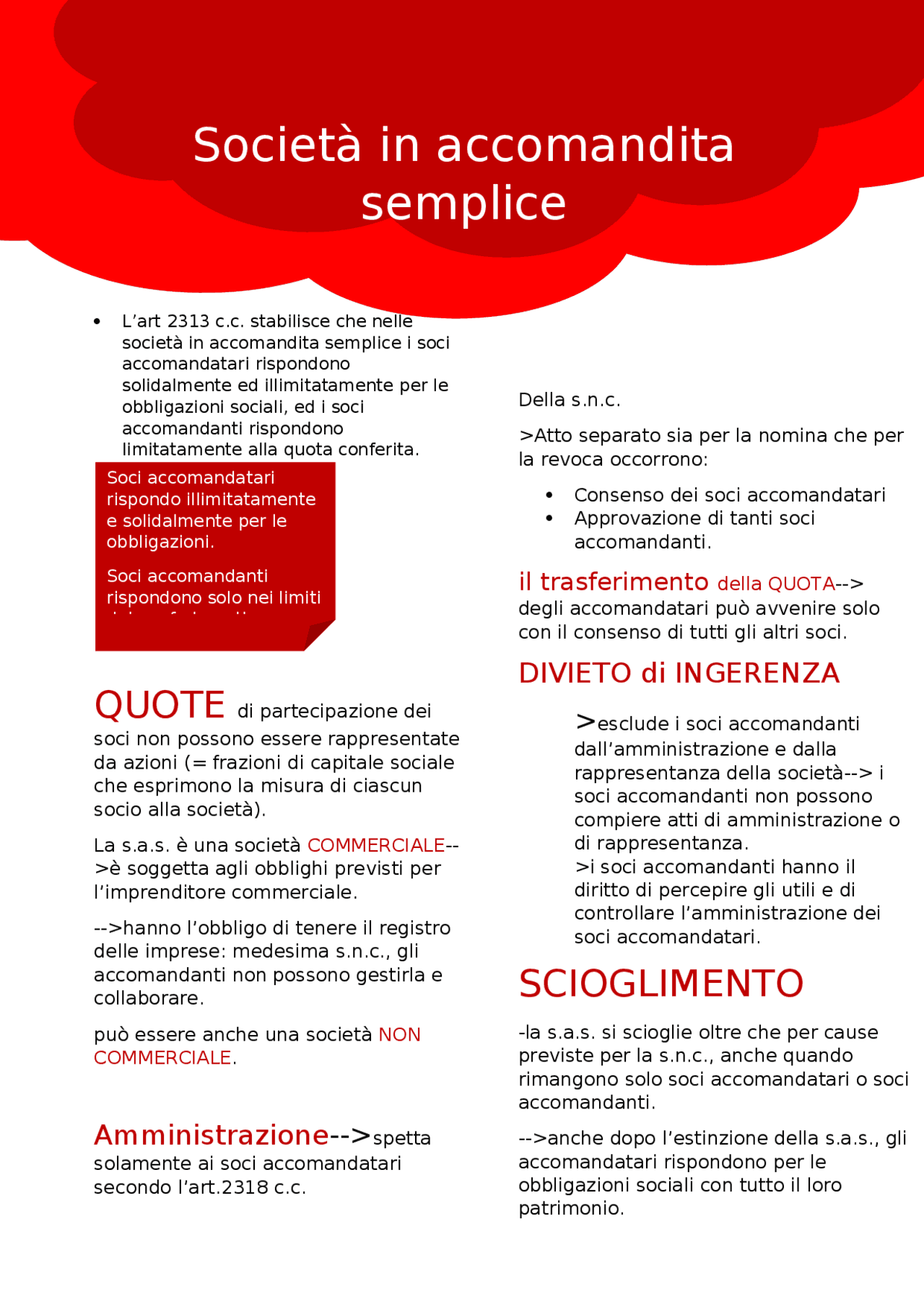 La Società In Accomandita Semplice Docsity