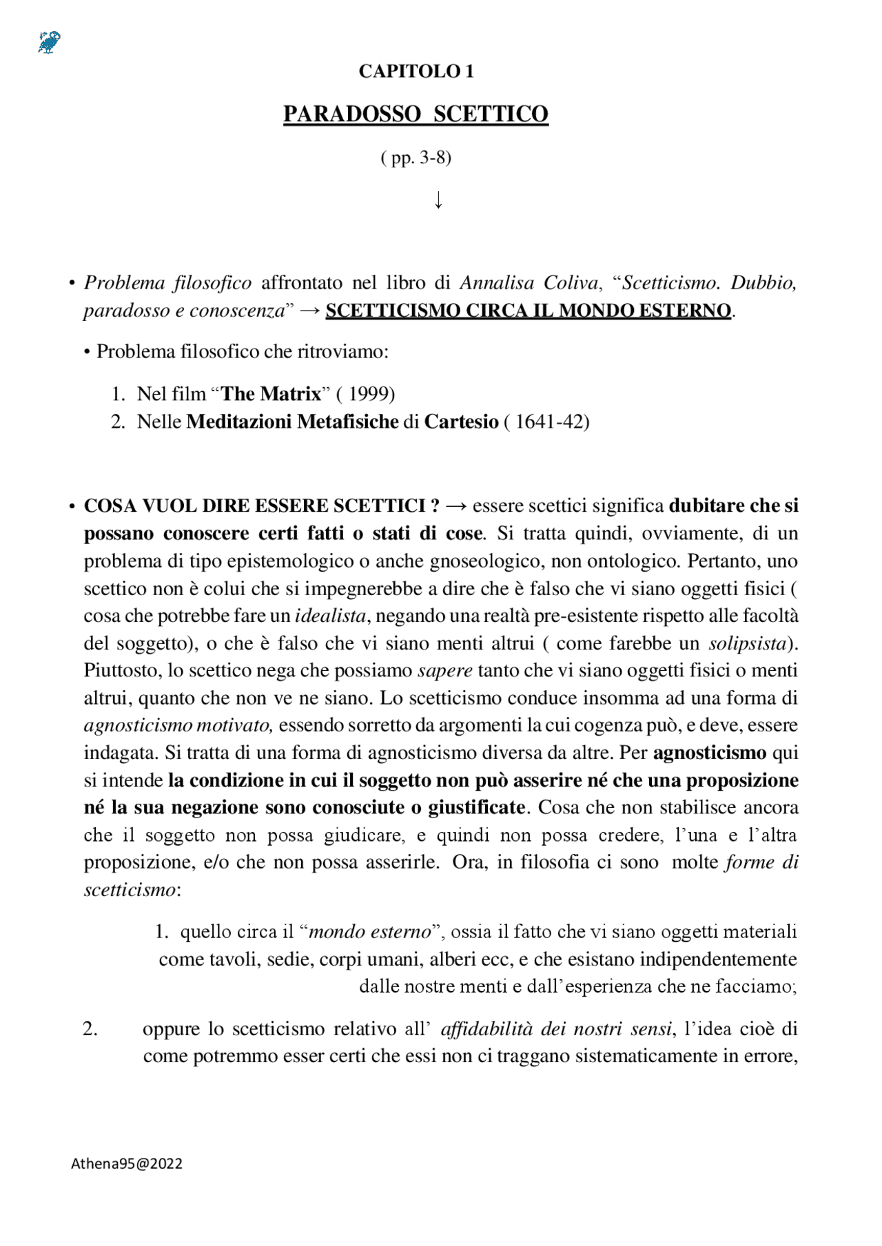 PARADOSSO SCETTICO (riassunto) - Docsity