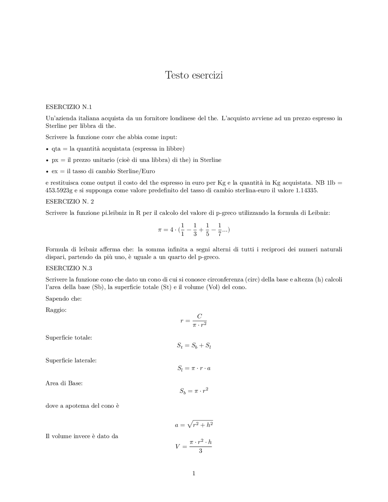 Esercizi In Preparazione Dellesame Di Elementi Di Informatica Per L