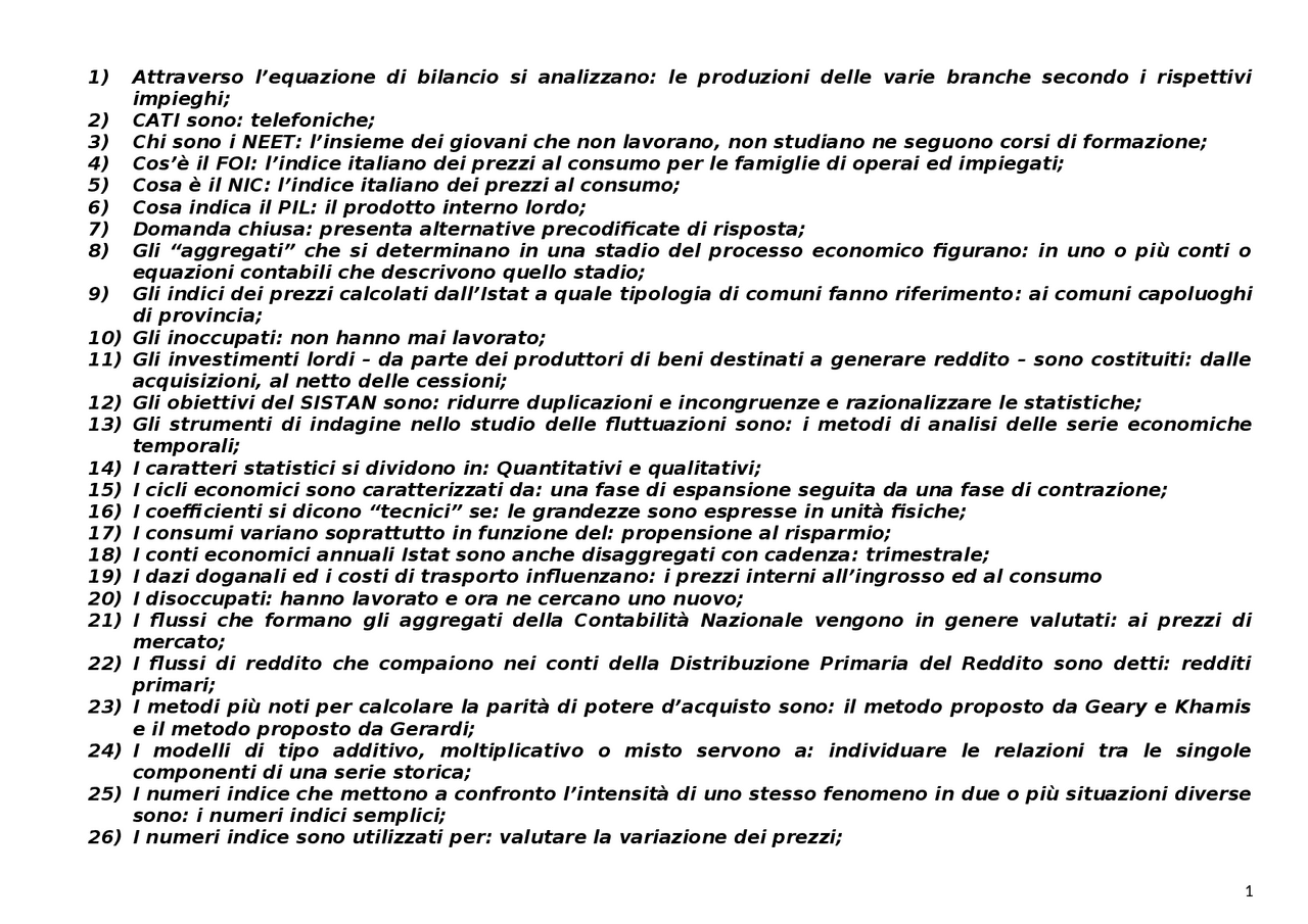 Domande E Risposte Prova Desame Statistica Prove Desame Di