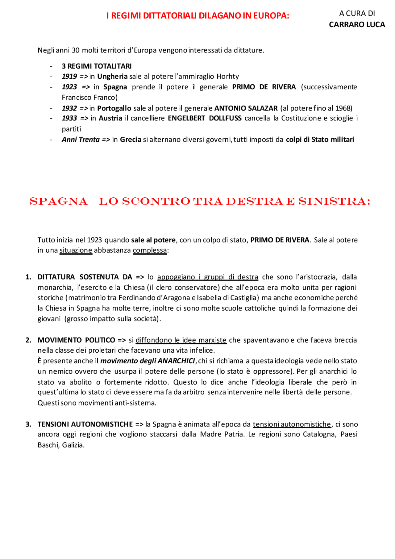 Guerra Civile Spagnola Docsity