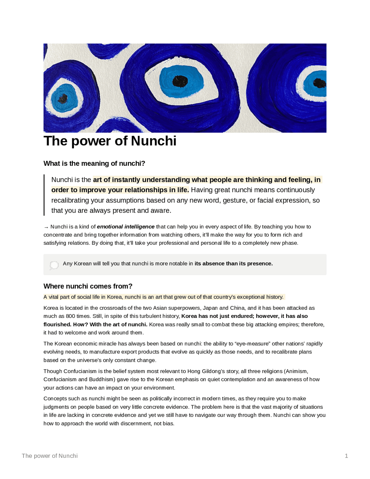 Ensayo "The power of nunchi" - Docsity