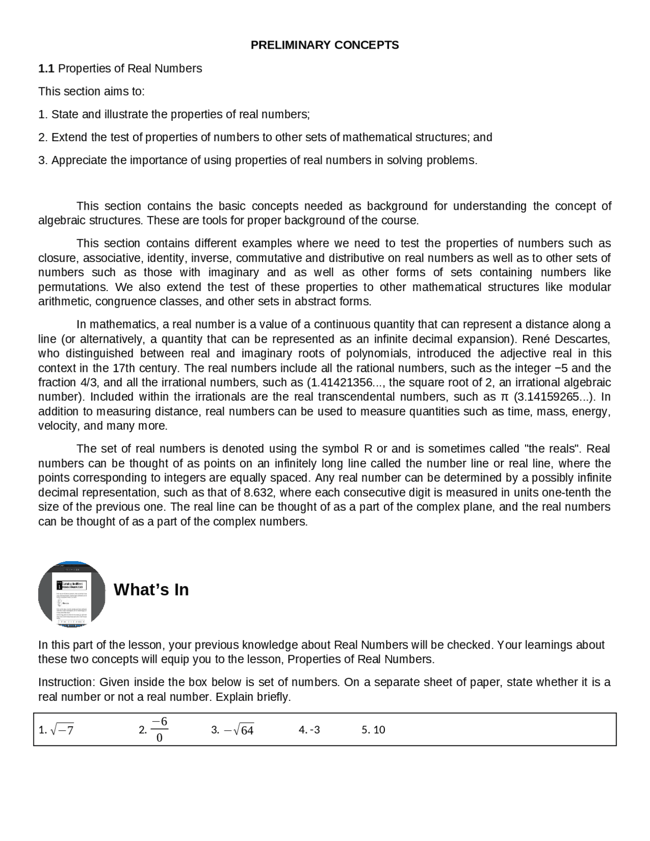 PROPERTIES OF REAL NUMBERS Docsity PROPERTIES OF REAL NUMBERS Docsity