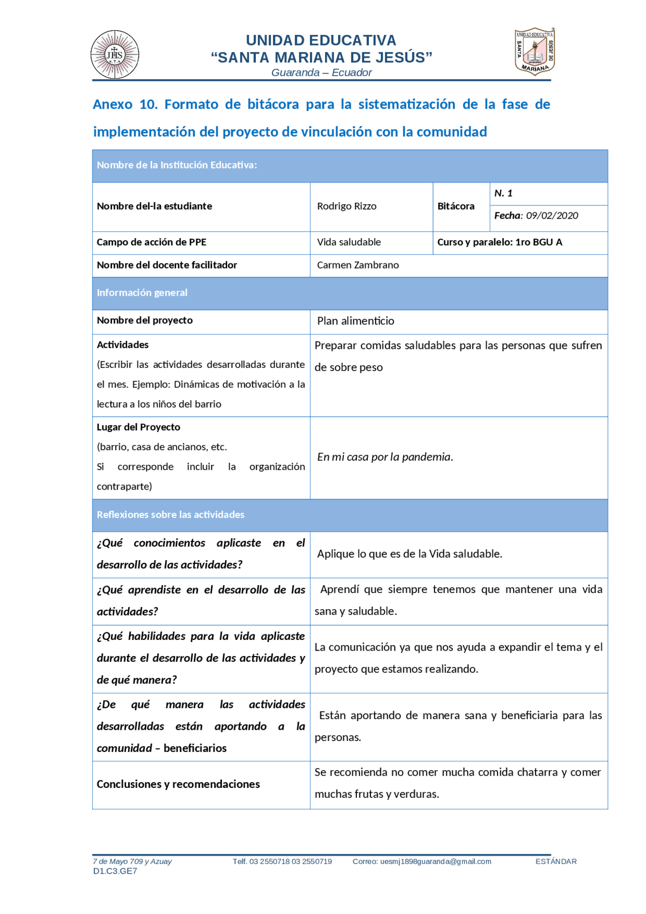 Como se estructura una bitacora - Docsity
