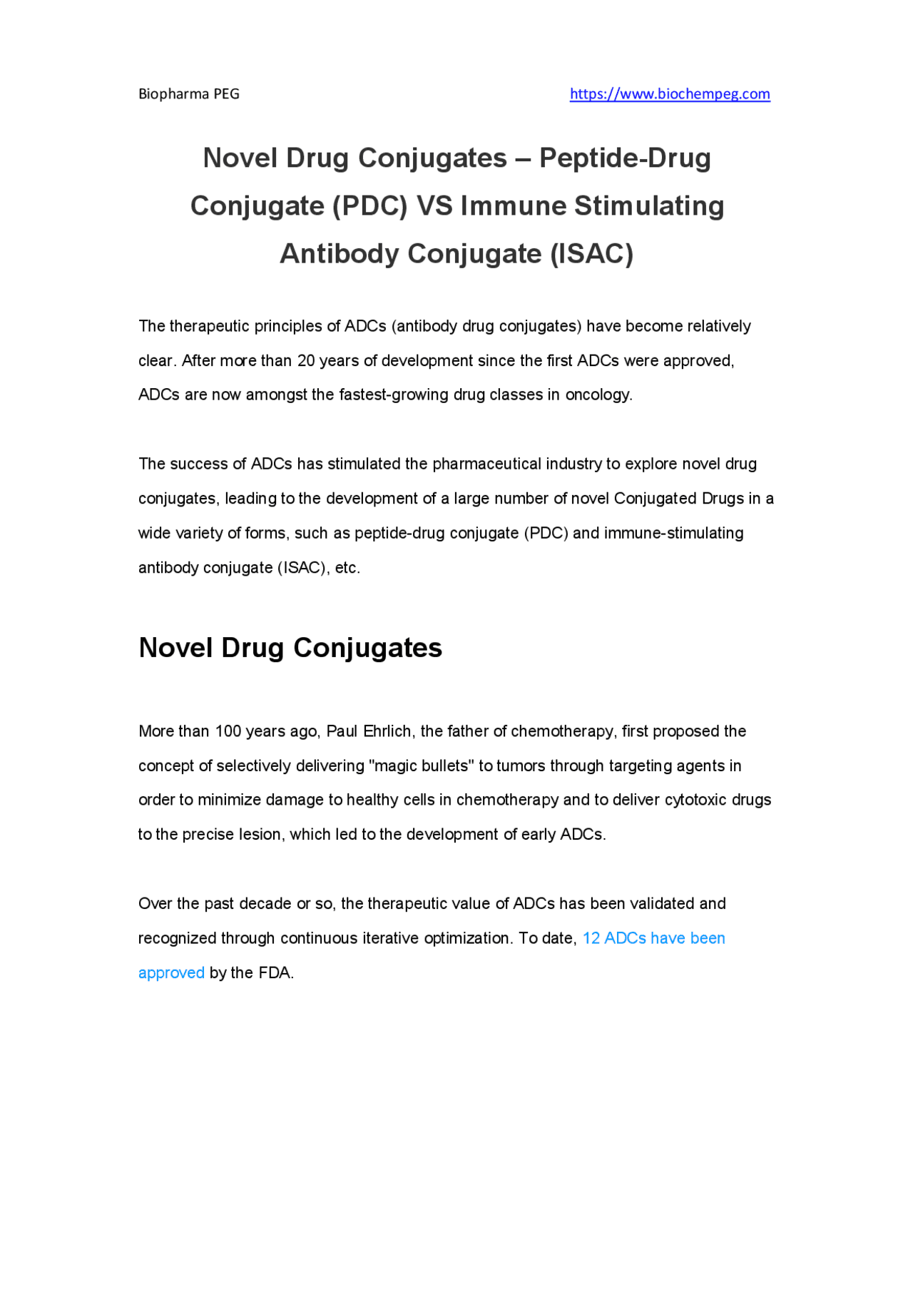 Novel Drug Conjugates – Peptide-Drug Conjugate (PDC) VS Immune ...